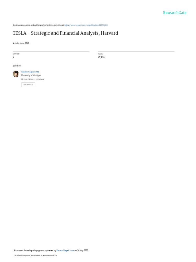 Tesla Strategic Financial Analysis Report | PDF | Electric Vehicle | Car