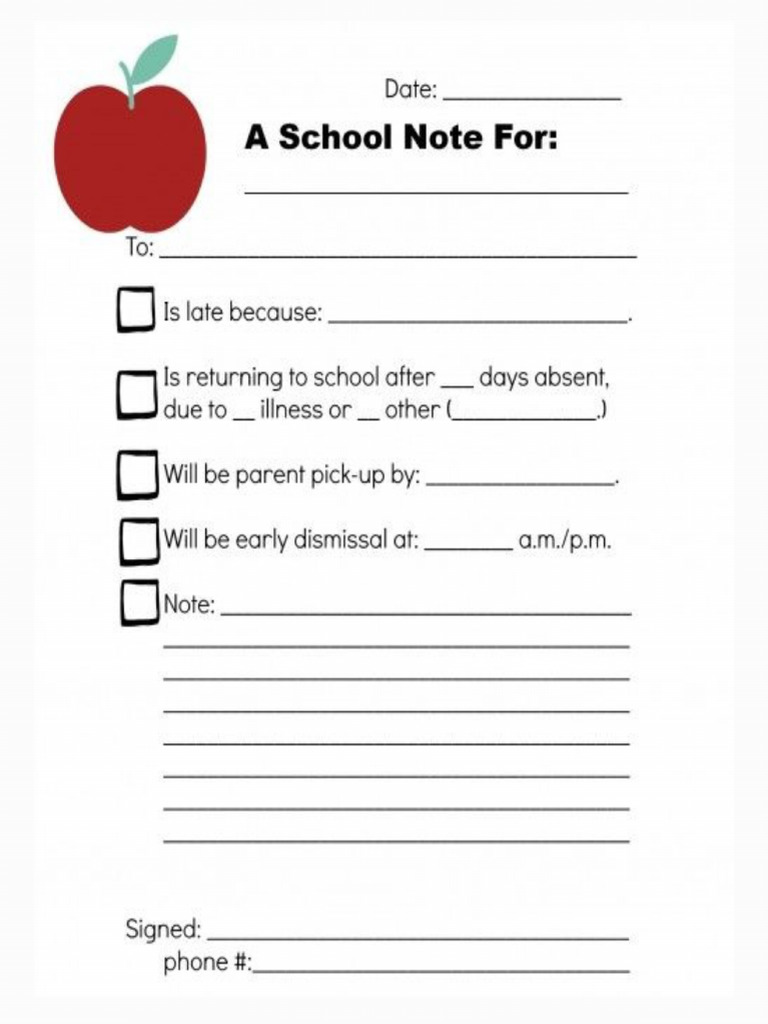 School Note Excuse 1 | PDF