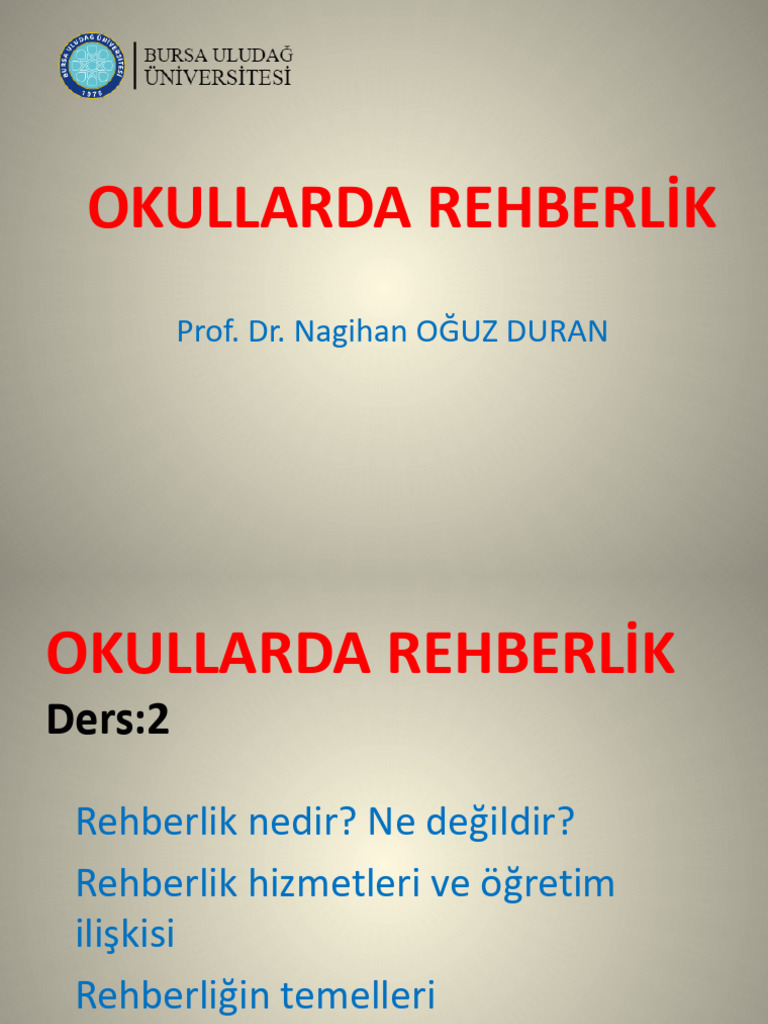 Ders 2 OKULLARDA REHBERLİK | PDF