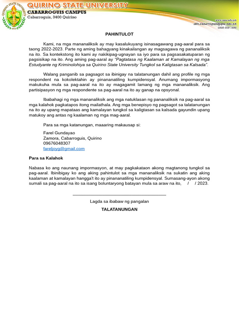 Header NG Talatanungan | PDF