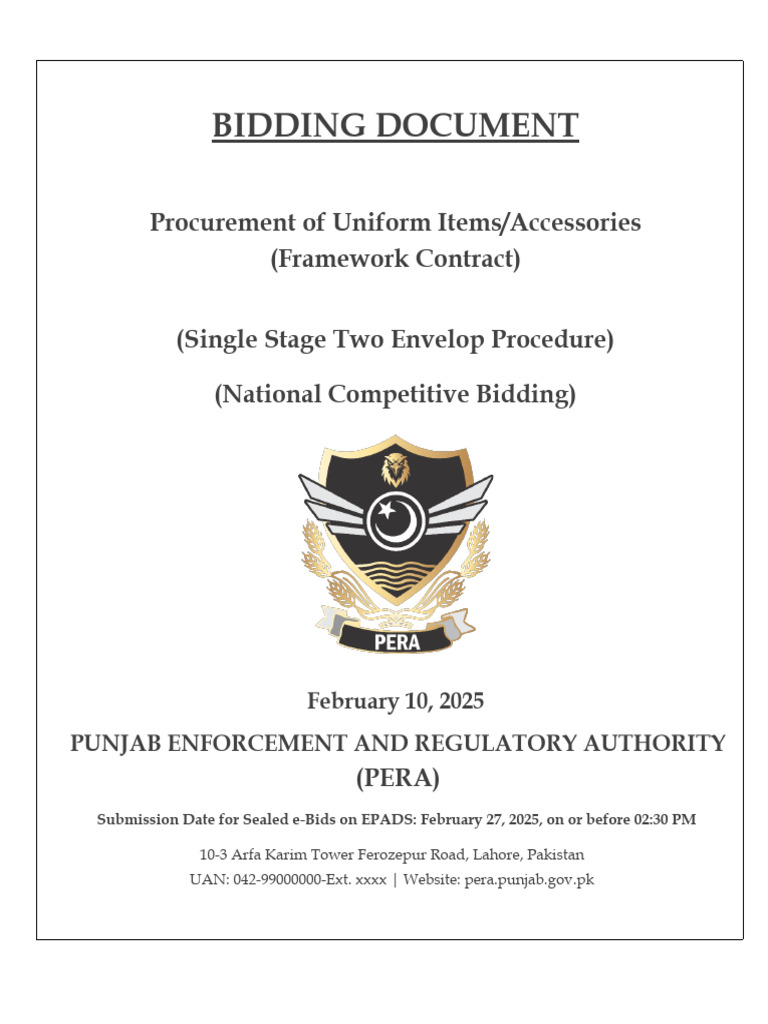 Bidding Document (Uniform Items) | PDF | Specification (Technical ...