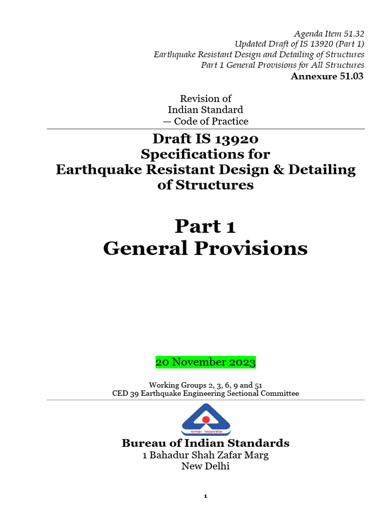 Earthquake Resistant Design Standards IS 13920 | PDF | Earthquake ...