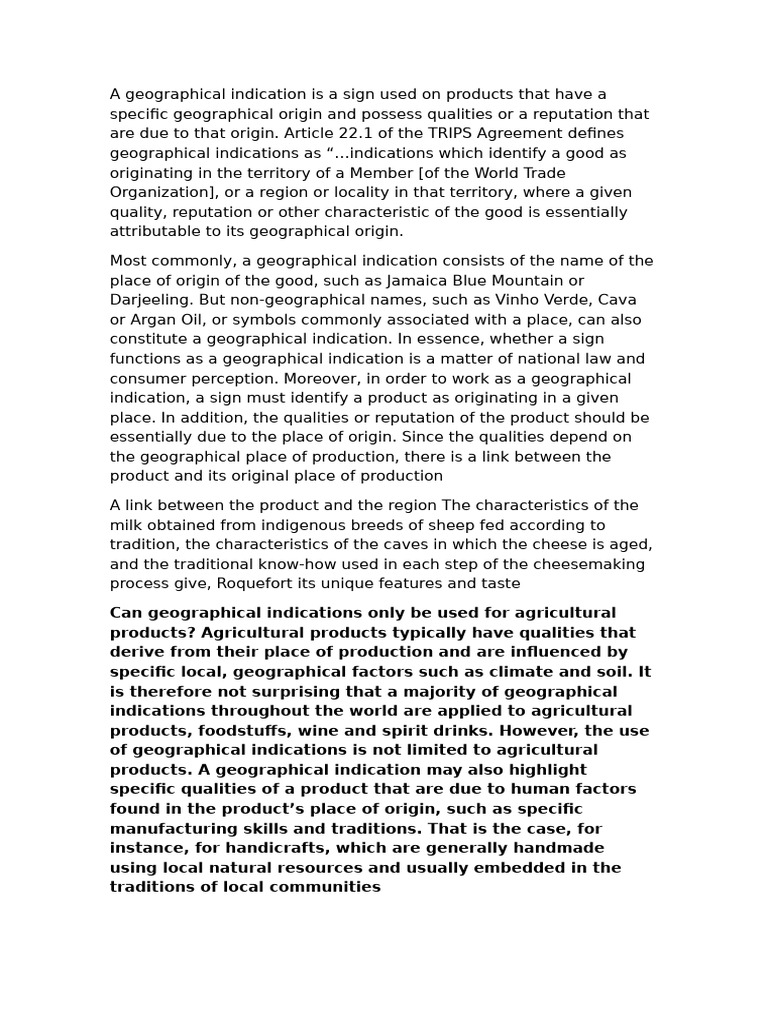 Geographical Indications Explained | PDF | Economies