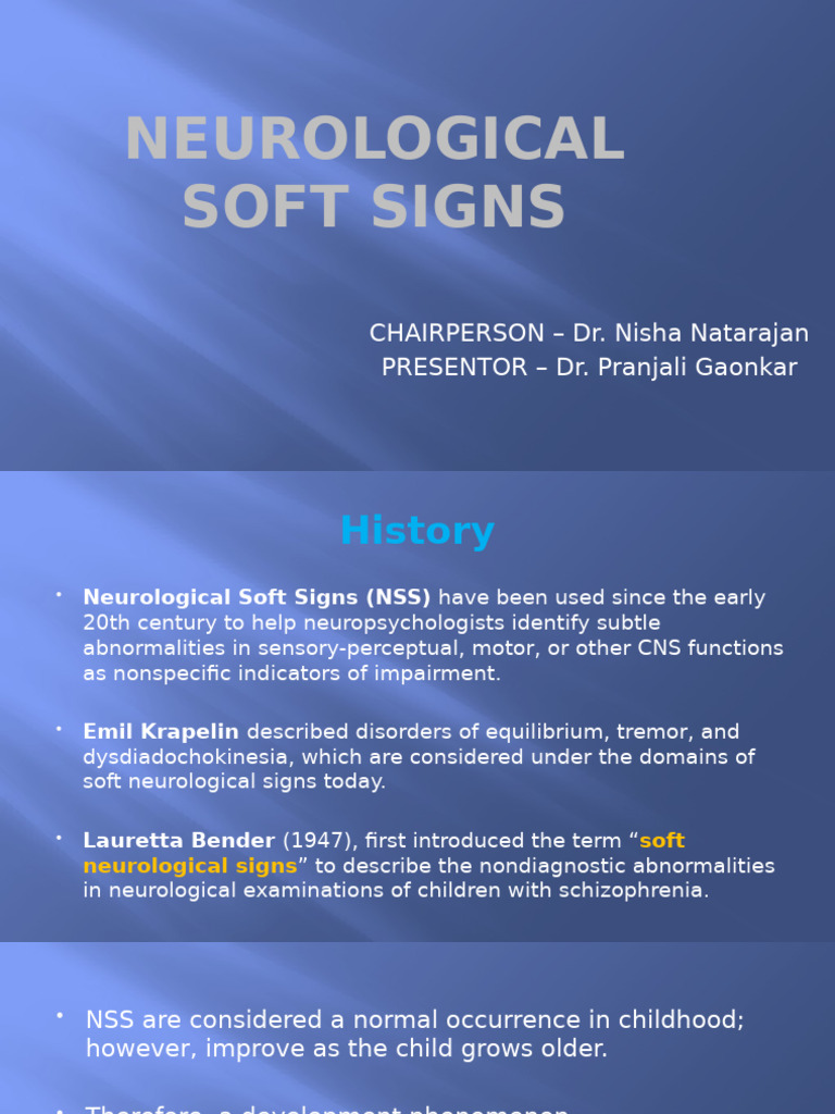 Neurological Soft Signs | PDF | Schizophrenia | Psychosis