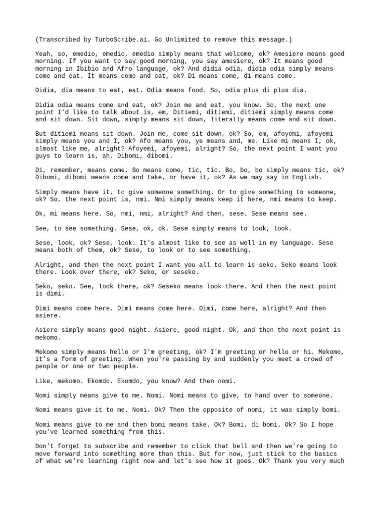 Learn Ibibio & Efik Language in 30 Minute | PDF