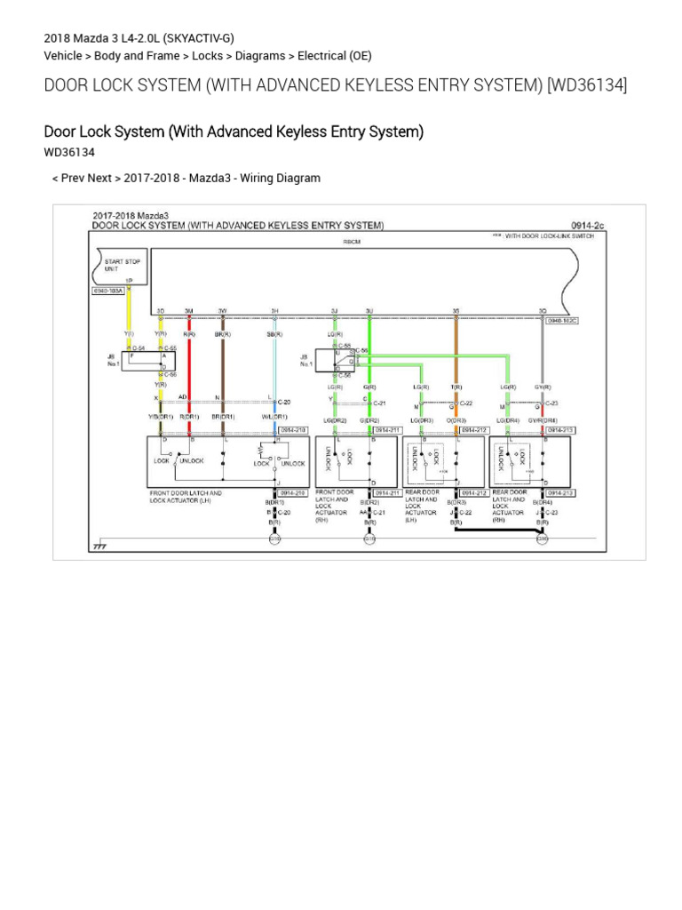 Door Lock System (With Advanced Keyless Entry System) [WD36134] (Locks ...