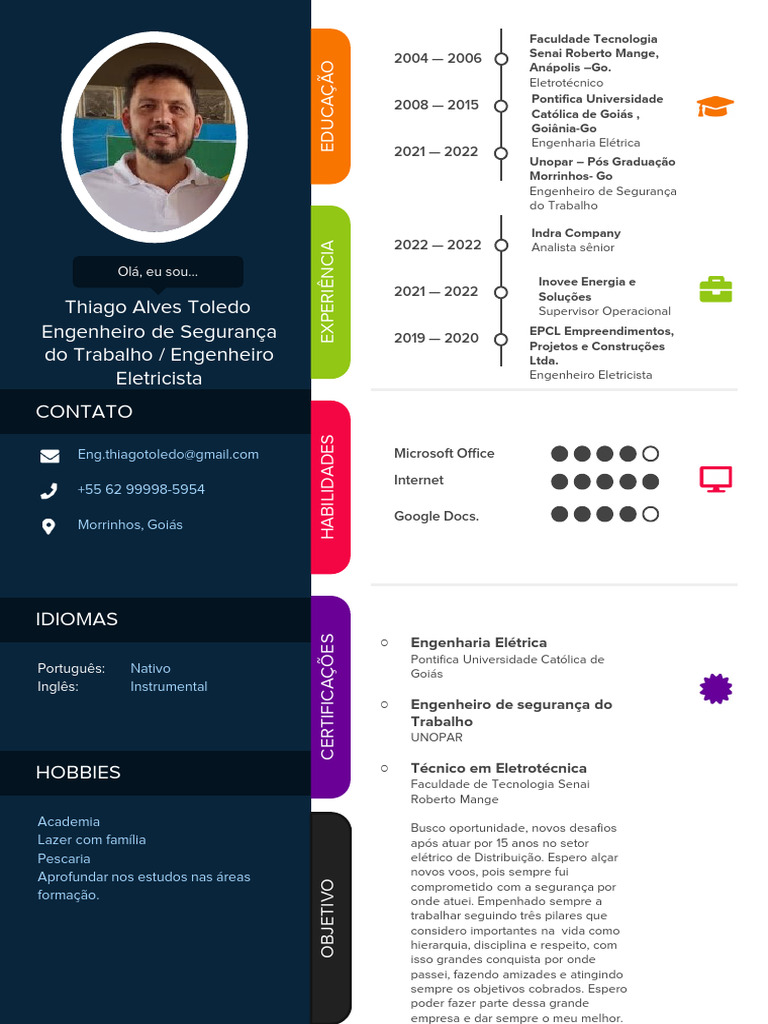 Thiago Toledo - Eng. Seg. Do Trabalho - Curriculum | PDF | Engenheiro | Engenharia Elétrica