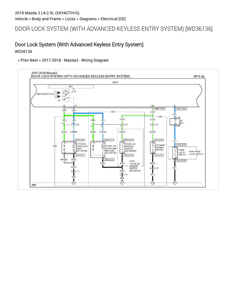 Door Lock System (With Advanced Keyless Entry System) (WD36136) (Locks ...