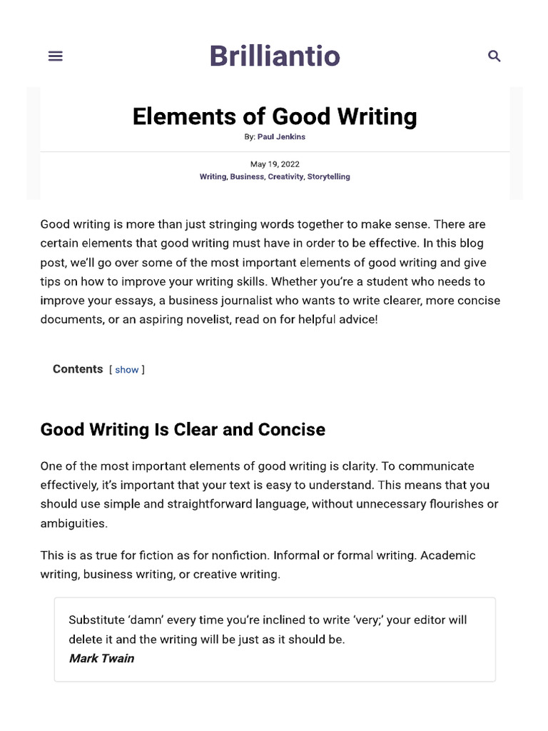 Elements of good writing | PDF