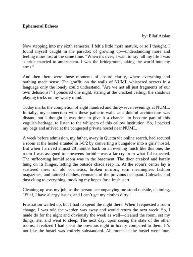 Ephemeral Echoes by Me | PDF