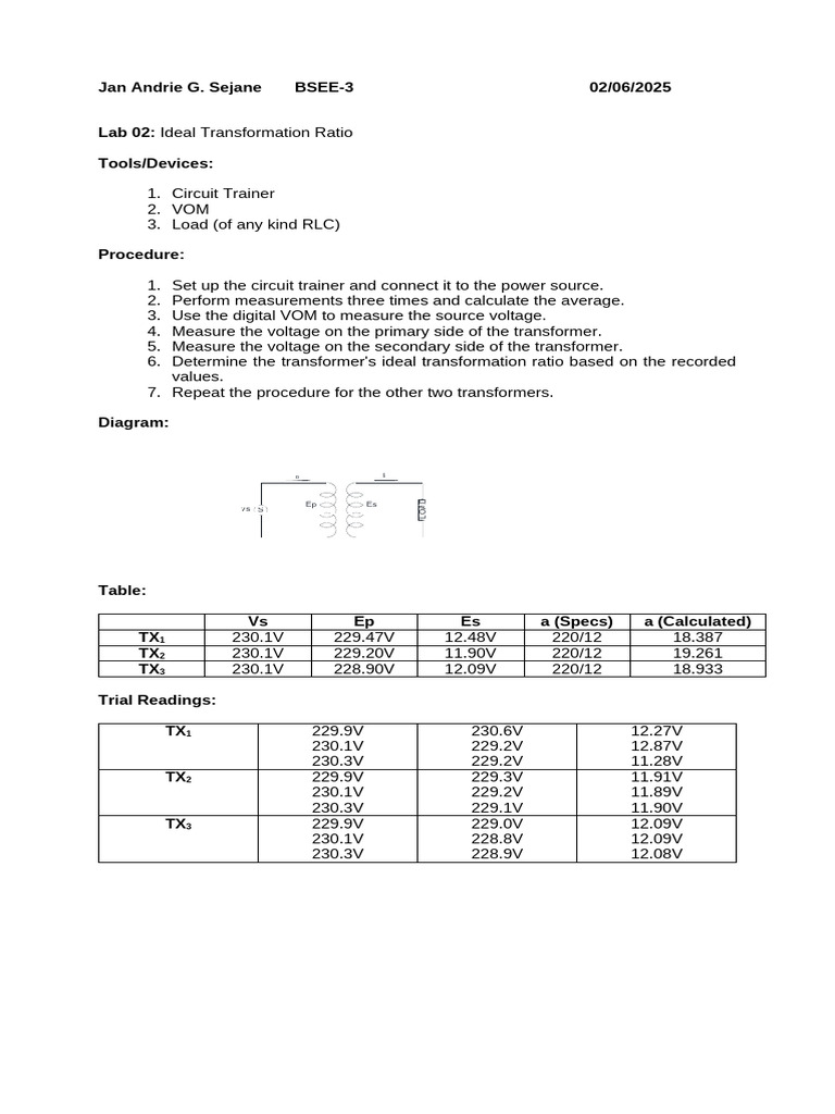 Lab 02 Pdf Transformer Voltage