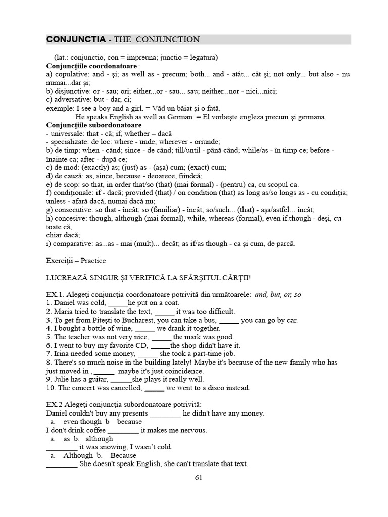 The Conjunction and Interjection Theory in English | PDF