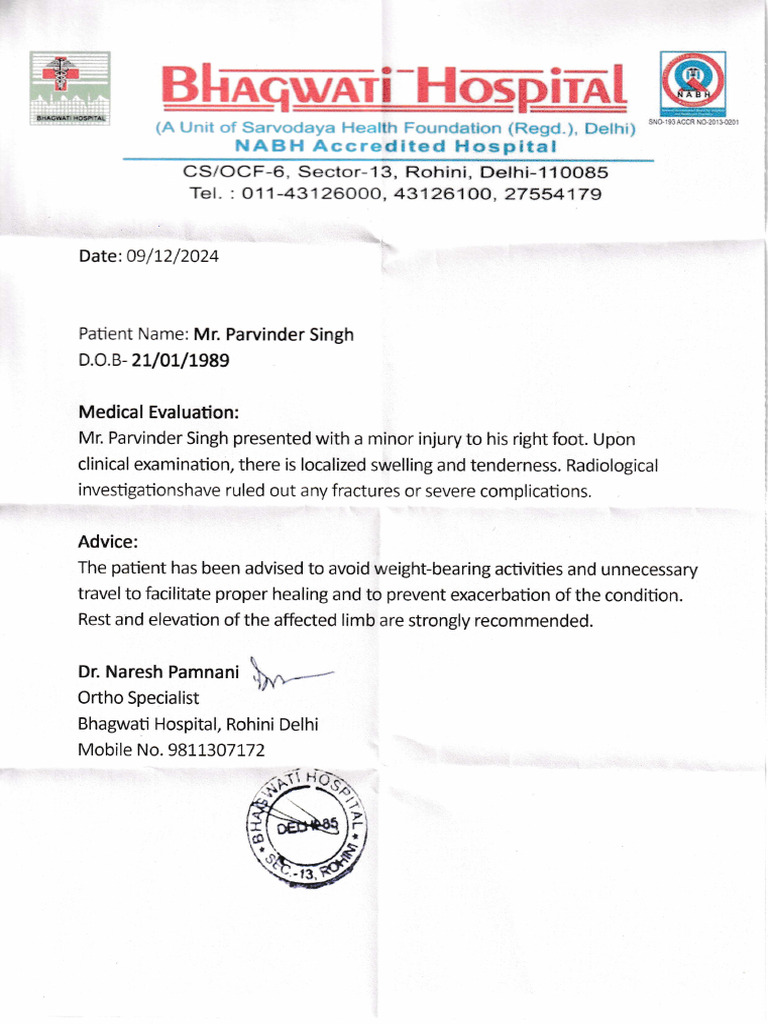 Parvinder Singh Medical | PDF