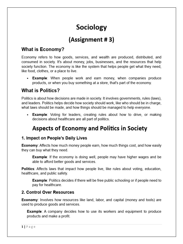 Economy vs. Politics in Society | PDF | Society | Goods