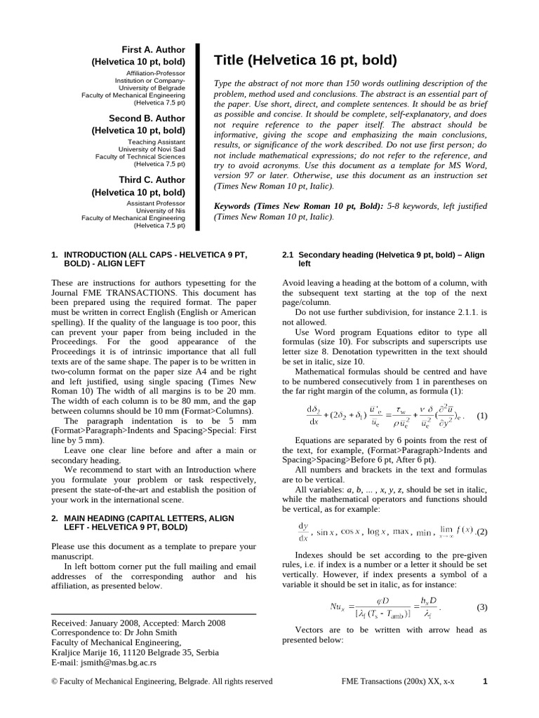 Template For Manuscript | PDF | Bracket