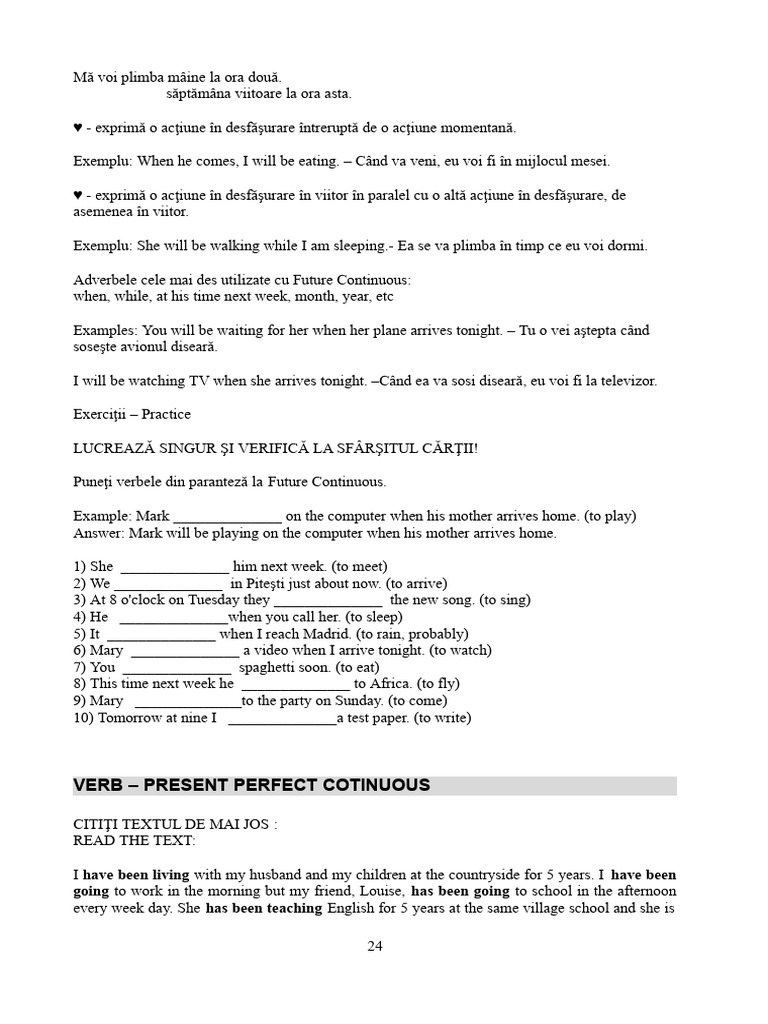 Present Perfect Continous Theory in English | PDF | Language Mechanics ...