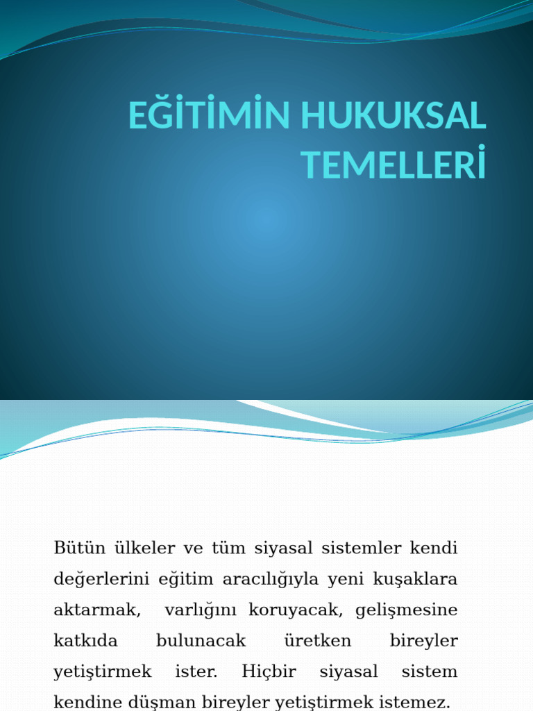 Eğitimin Hukuksal Temelleri | PDF