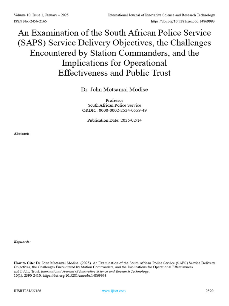 Dr. John Motsamai Modise | PDF | Community Policing | Crimes