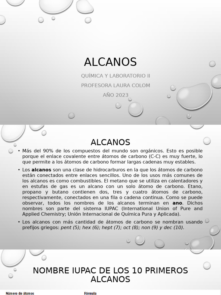 Alcanos | PDF | Alcano | Combustión