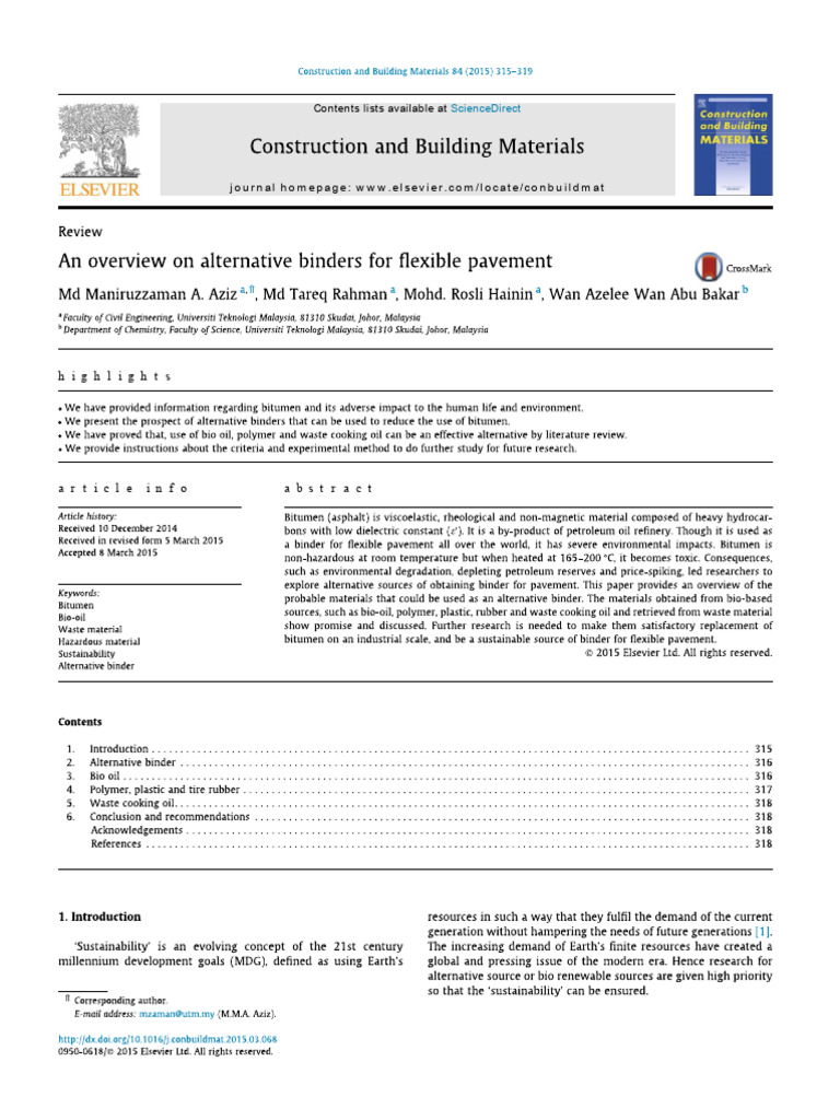 An Overview On Alternative Binders For F | PDF