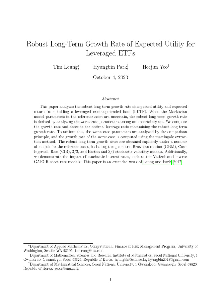 Long-Term Growth Rate of Leveraged ETFs | PDF | Exchange Traded Fund ...