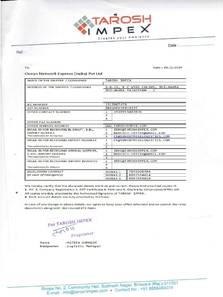 Tarosh KYC (1) | PDF