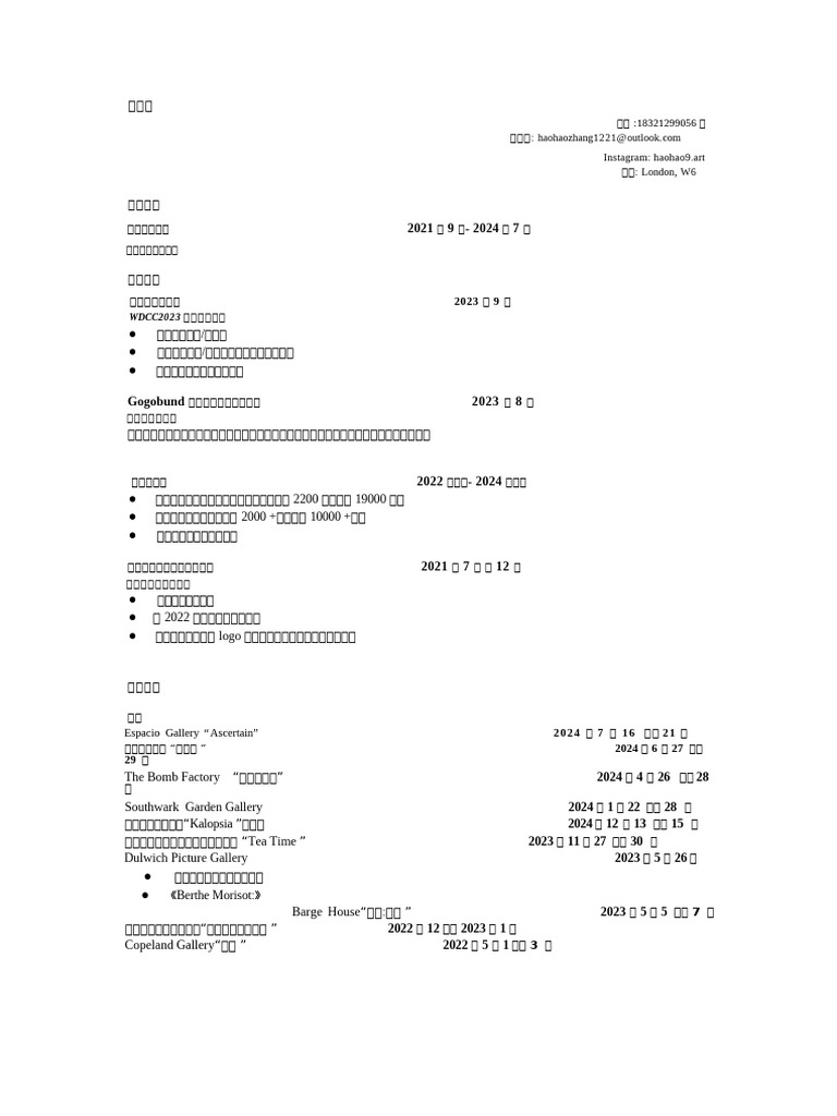 Zhang Haohao CV english | PDF