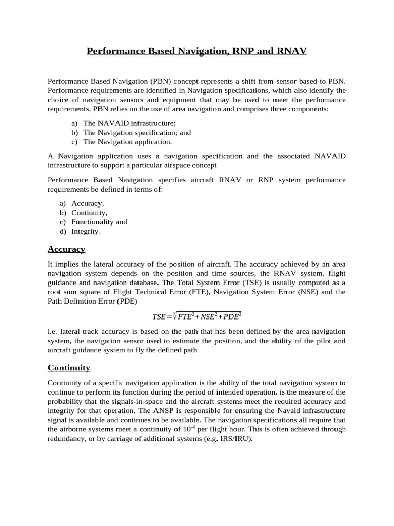 Performance Based Navigation, RNP and RNAV | PDF | Aviation | Navigation