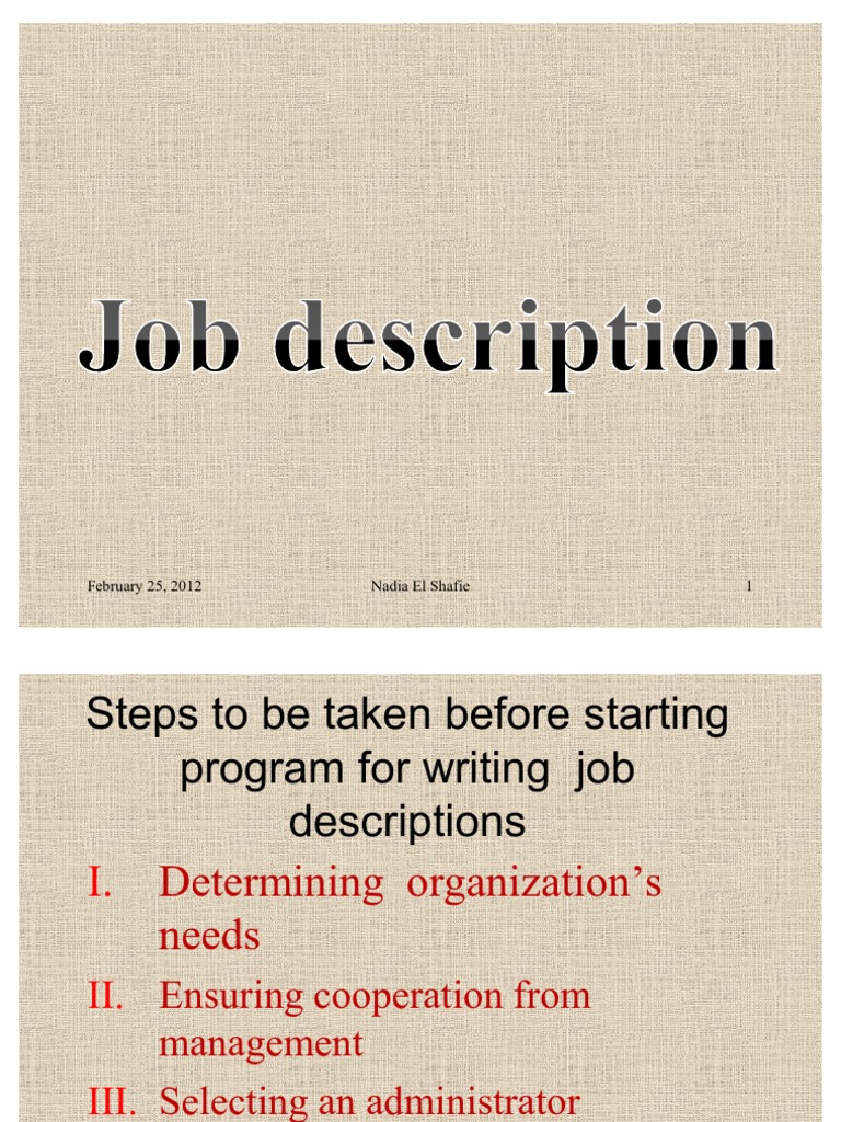Job Description Presentation | PDF | Performance Appraisal | Employment