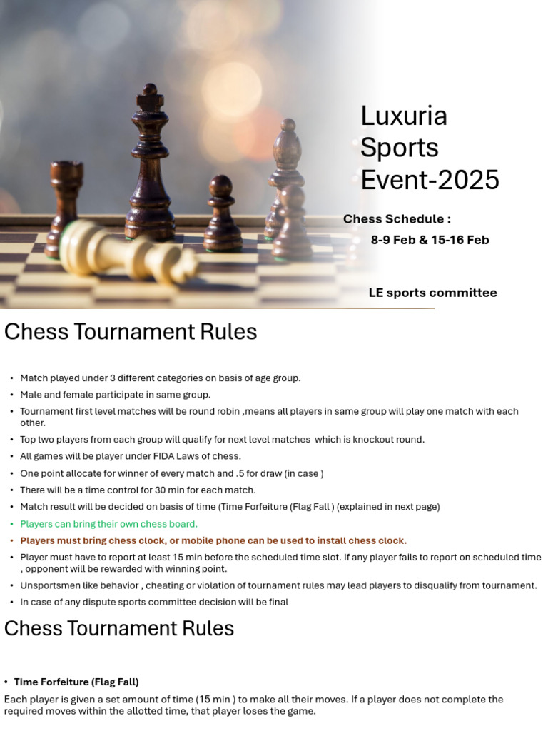 2025 Luxuria Chess Tournament Schedule | PDF | Board Games | Gaming