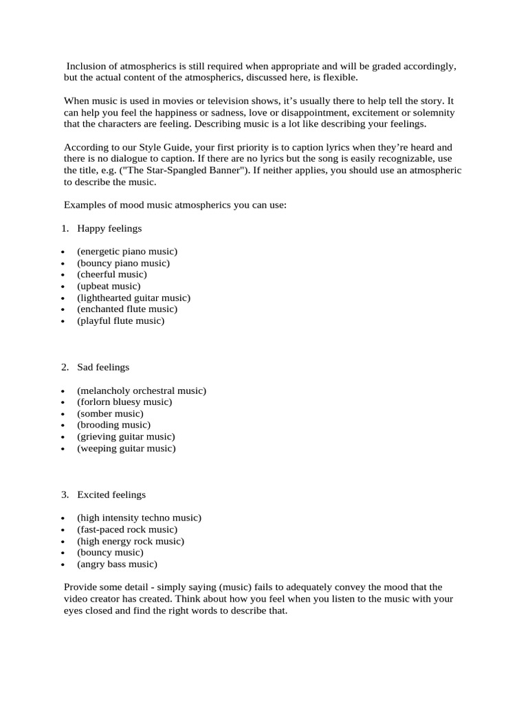 Music Captioning Style Guide | PDF