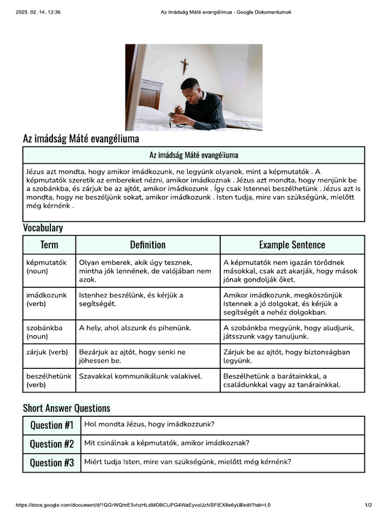 Az Ima Máté Ev | PDF