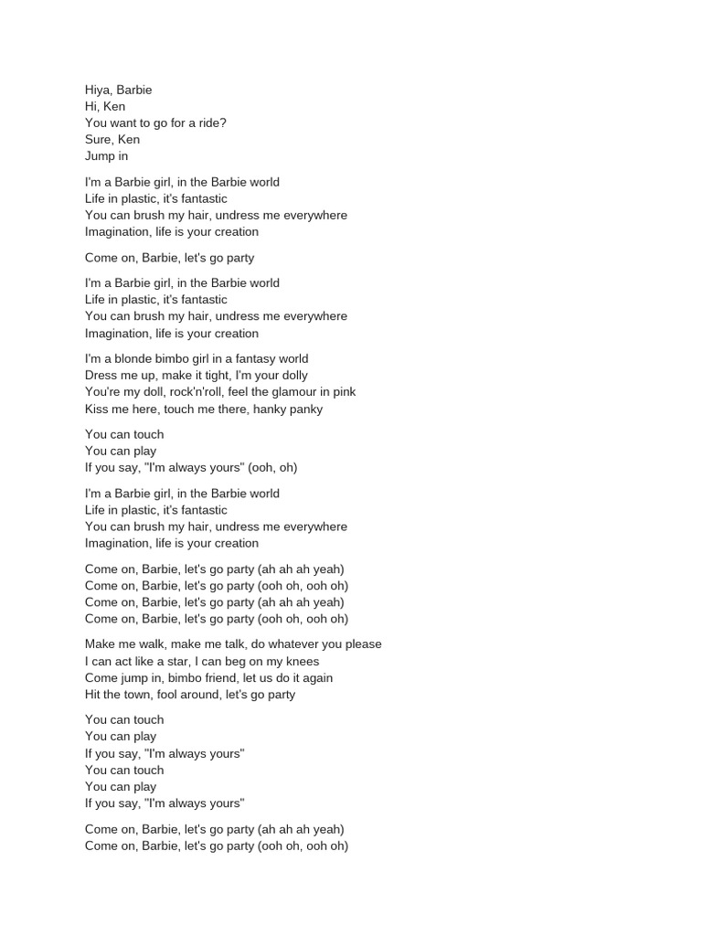 Barbie Girl Lyric | PDF