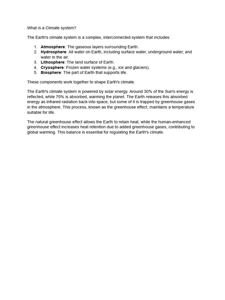 Understanding Earth's Climate System | PDF