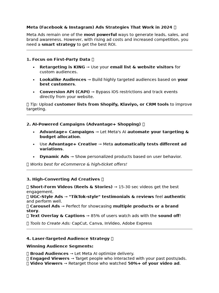 Effective Meta Ads Strategies for 2024 | PDF | Websites | World Wide Web