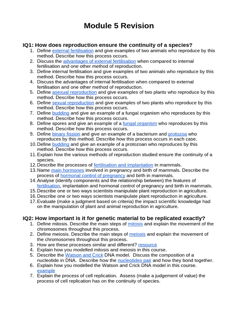 Bio M5 Revision Questions | PDF | Dominance (Genetics) | Genetics