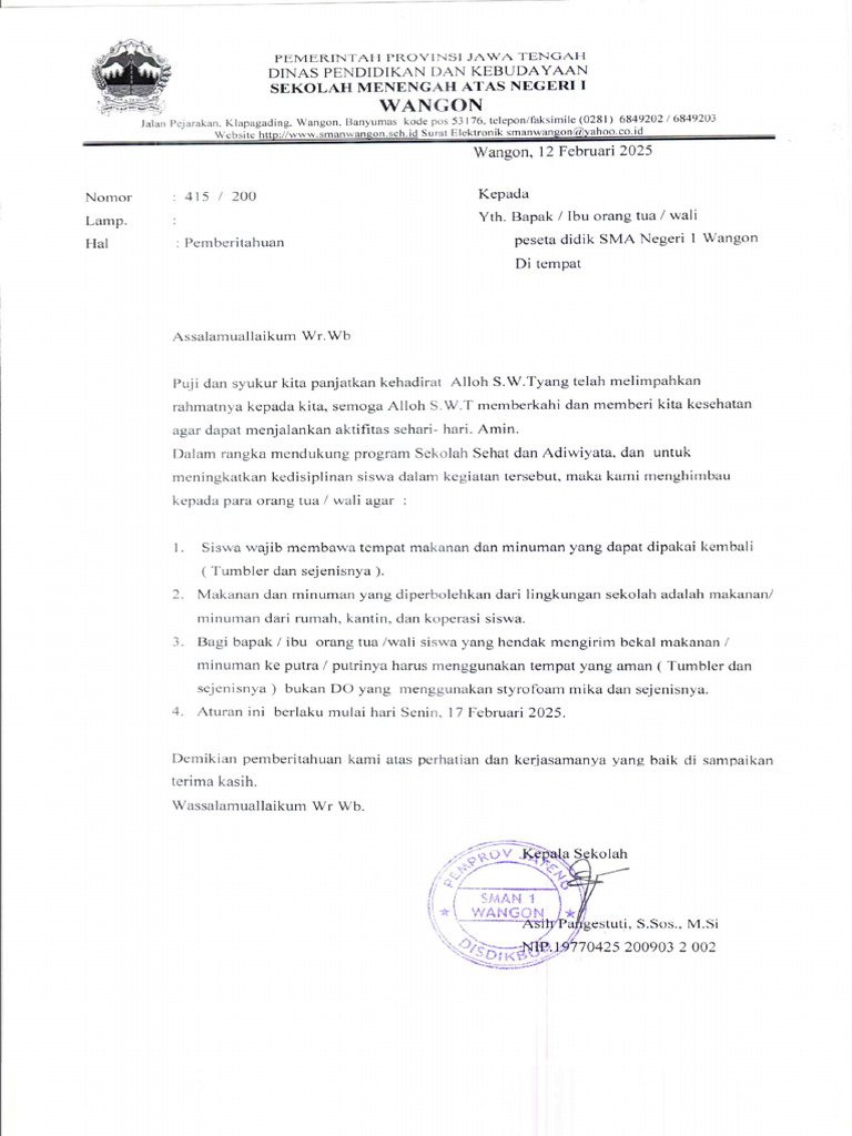 Surat Pemberitahuan | PDF