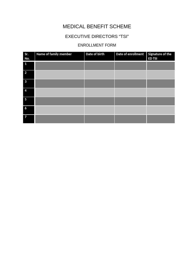 Medical Benefit Scheme Enrollment Form | PDF