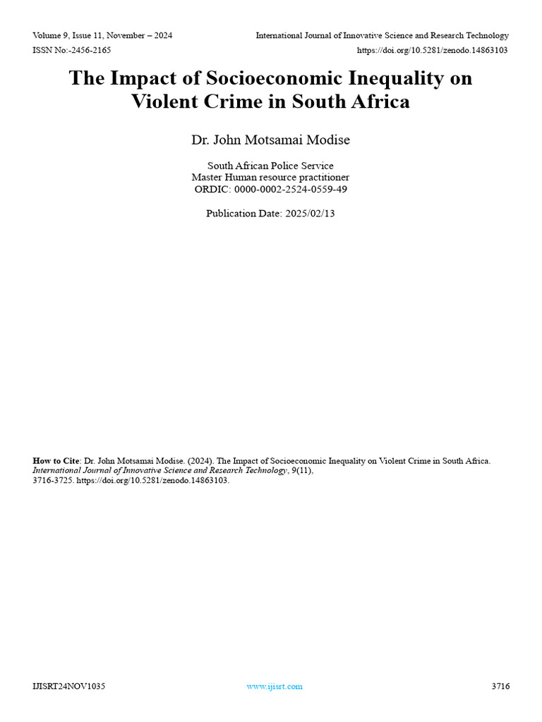 The Impact of Socioeconomic Inequality On Violent Crime in South Africa ...