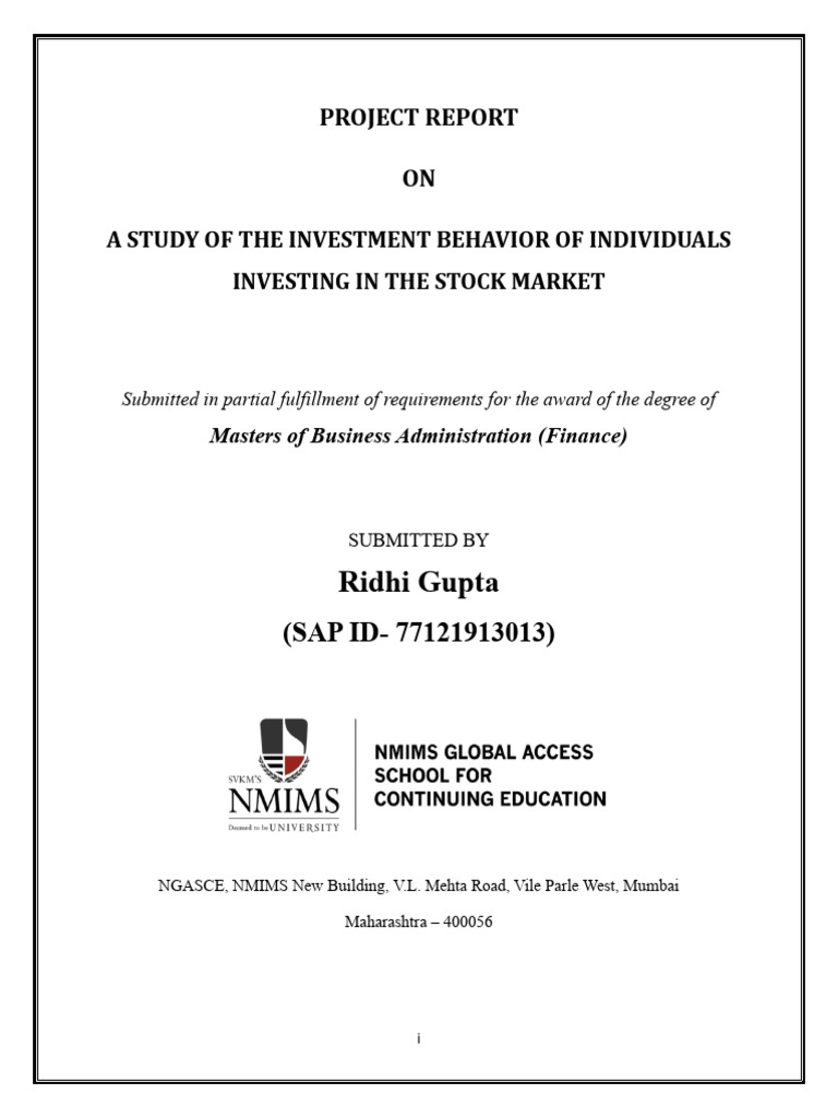 PROJECT | PDF | Stocks | Investing