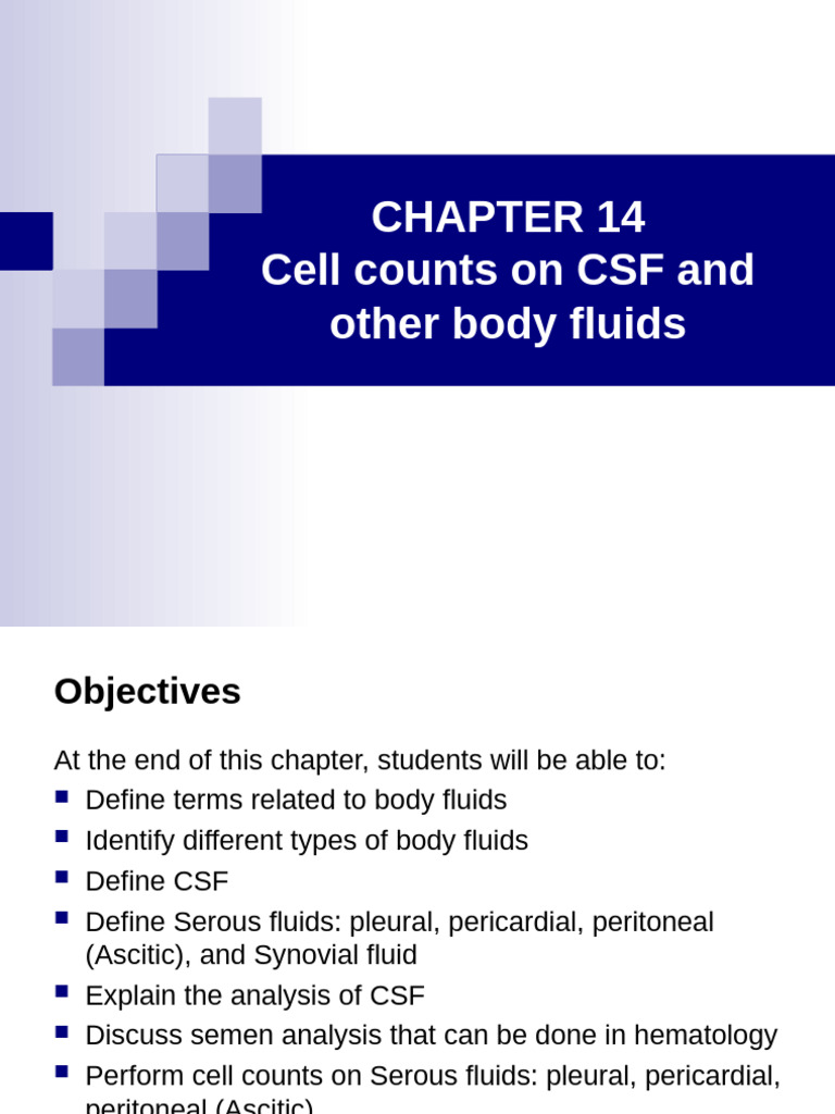 Hema I Chapter 14_CSF | PDF | Cerebrospinal Fluid | White Blood Cell