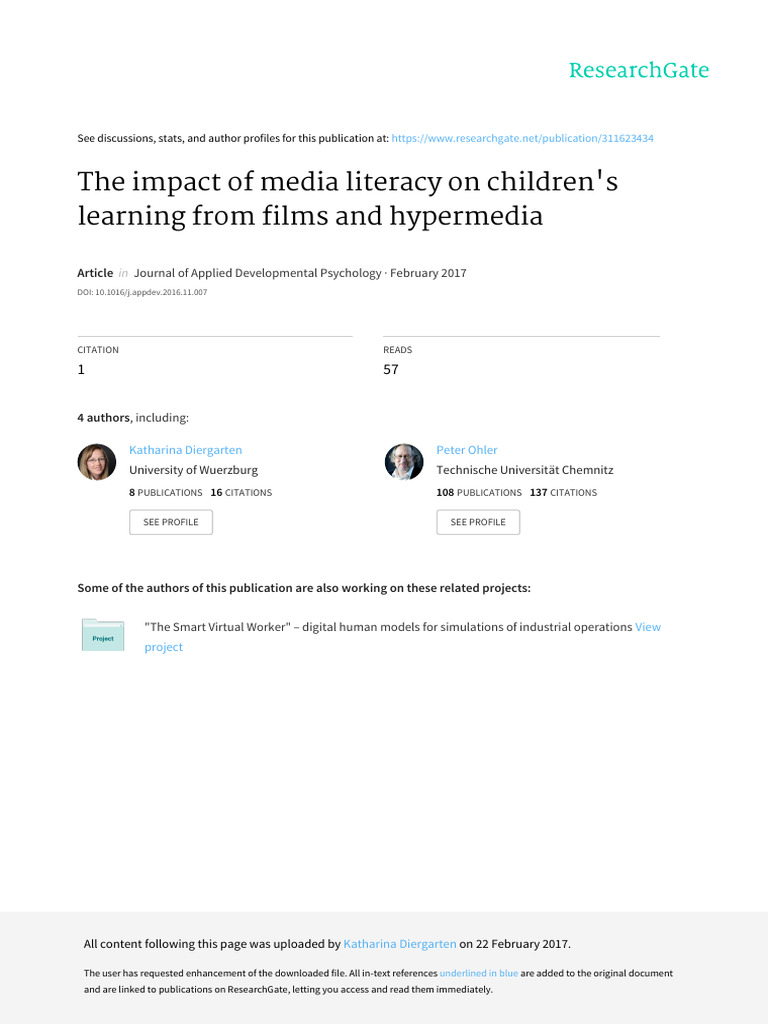 4.1.8. Diergarten Et Al - The Impact of Media Literacy On Children's Learning From Films and ...