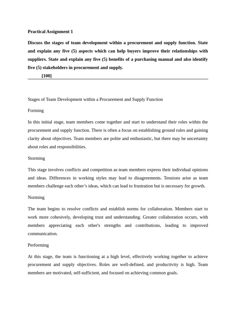 Stakeholders MGT - Practical Assignment 1 | PDF | Procurement | Supply Chain