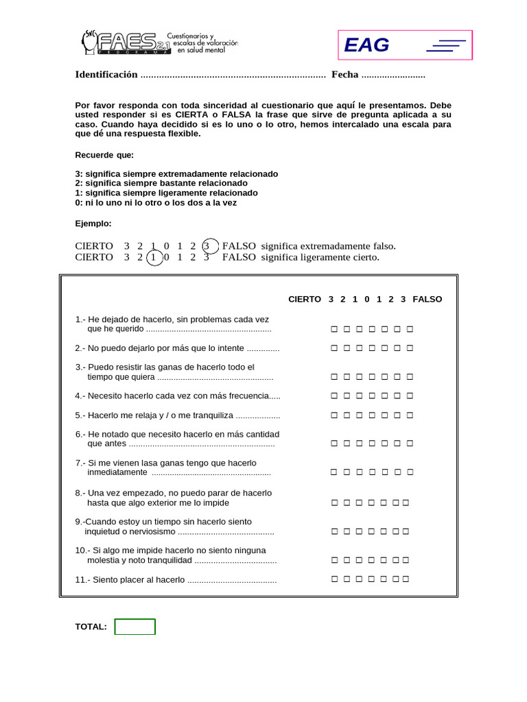 EAG Escala de Adiccion General | PDF