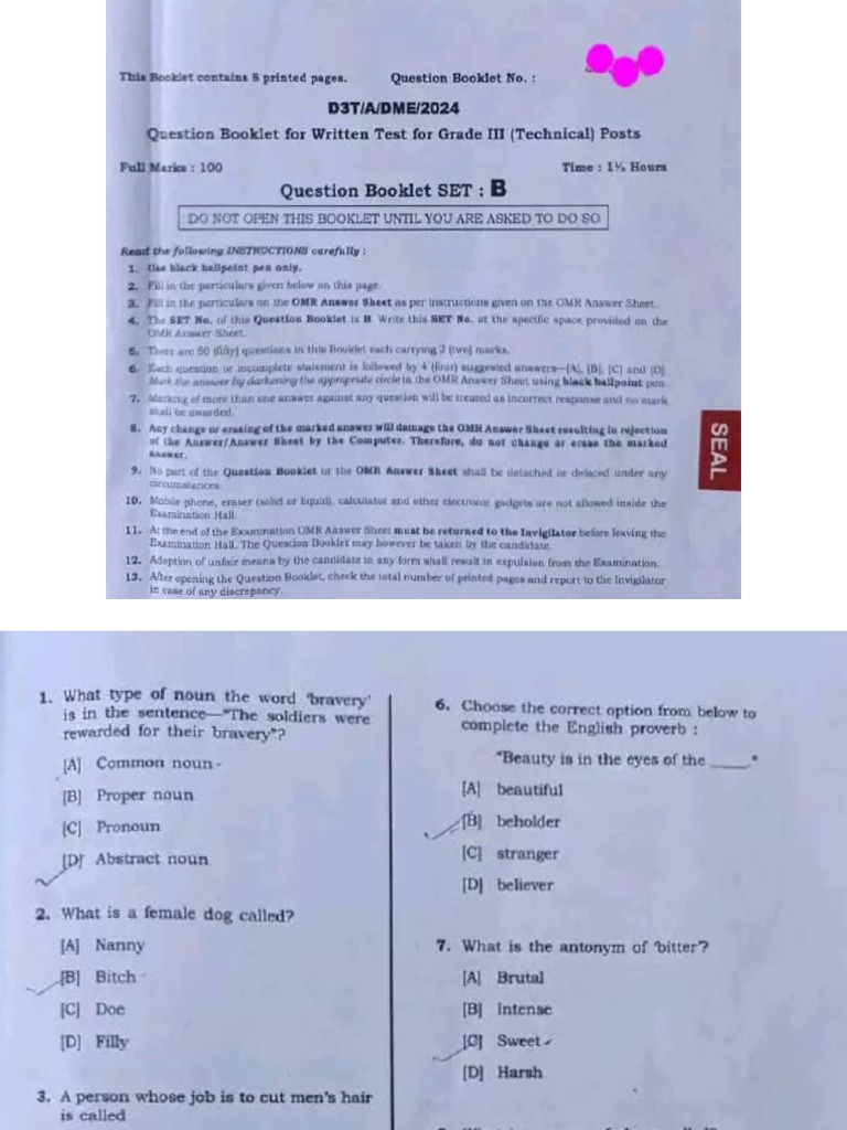 Assam DME 2024 Paper | PDF