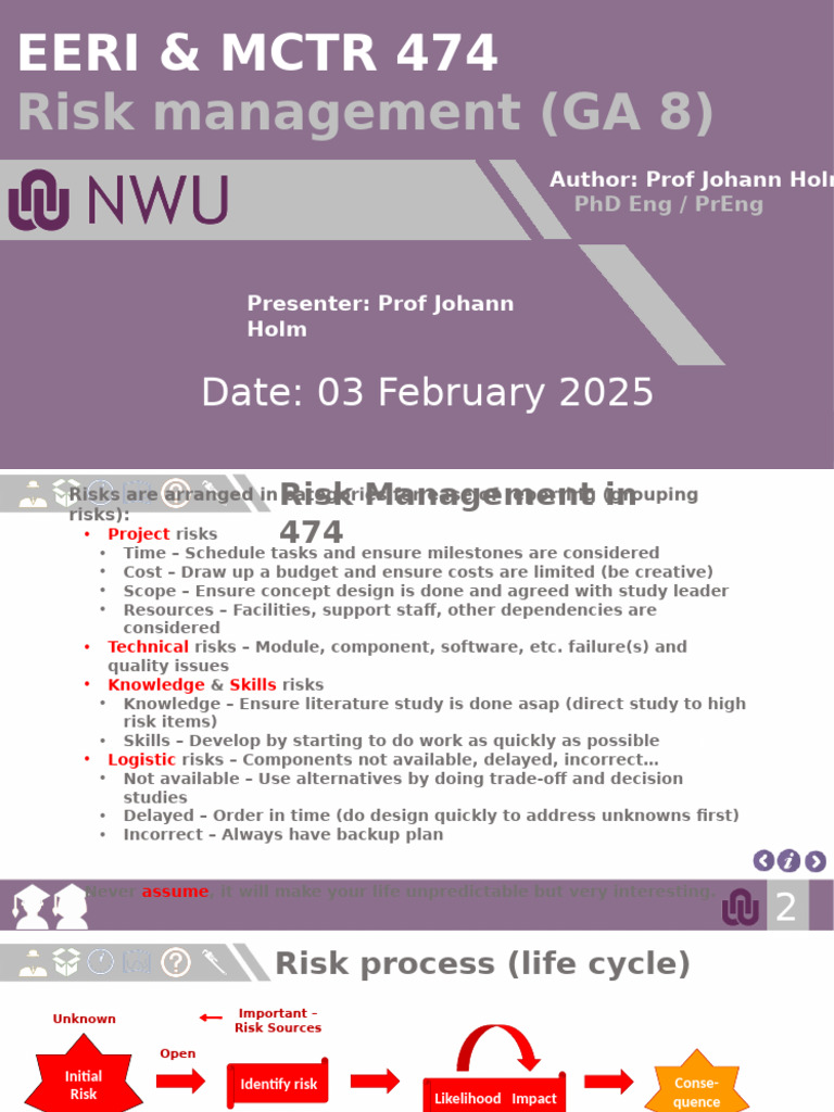 EERI 474 Course Risk Management 2025 | PDF | Risk | Risk Management