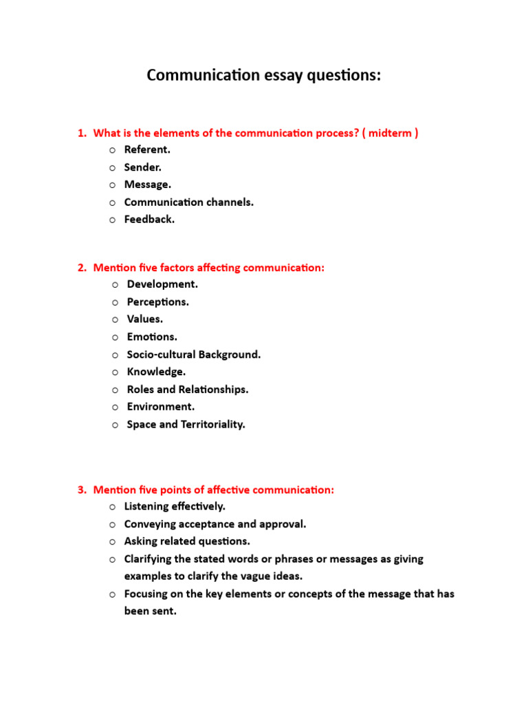 Communication and Nursing Essay Topics | PDF | Communication ...