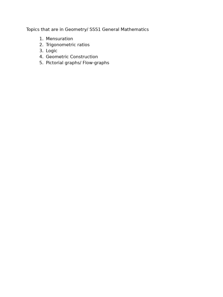 SSS1 Geometry & Math Topics | PDF