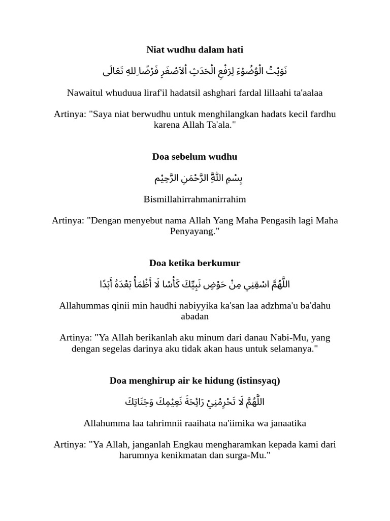 Niat wudhu dalam hati - Google Dokumen | PDF