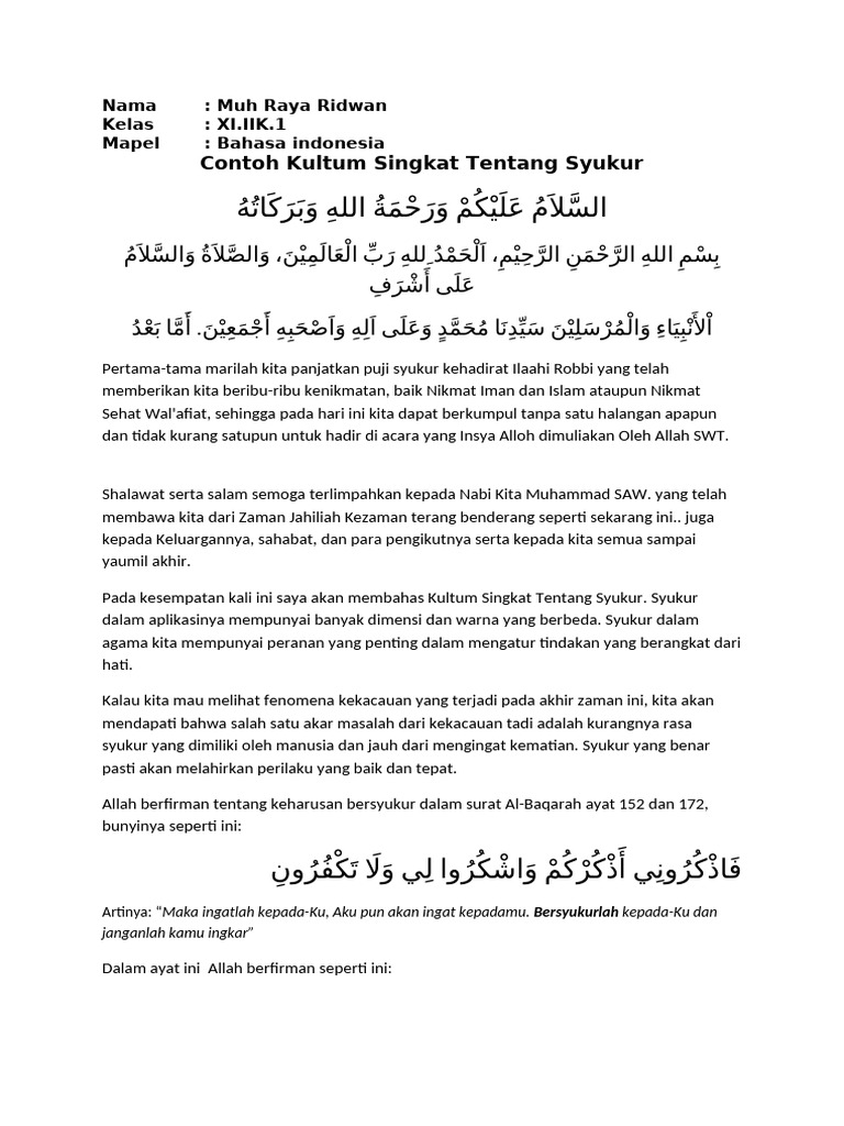 Contoh Kultum Singkat Tentang Sholat | PDF